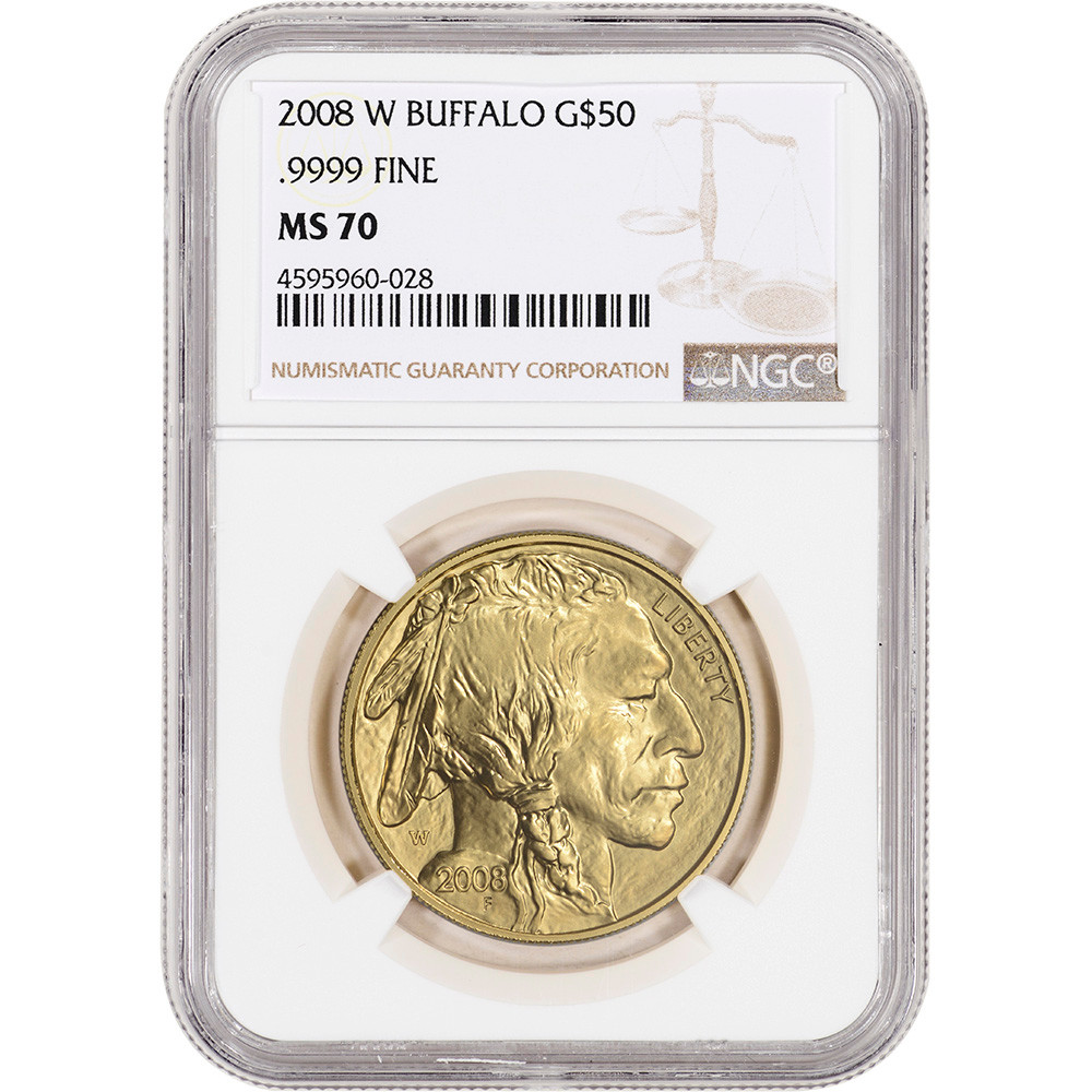 2008-W American Gold Buffalo (1 oz) $50 - Burnished - NGC MS70 [08-W ...