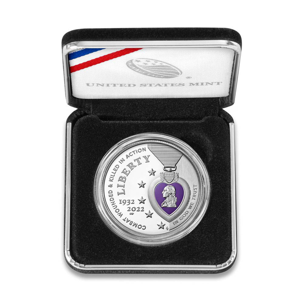 2022 W US Purple Heart Colorized Commemorative Proof Silver Dollar in ...