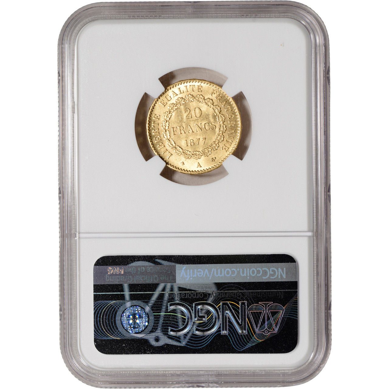 1877 A France Gold 20 Francs - NGC MS63 [WG-02879] - Liberty Coin