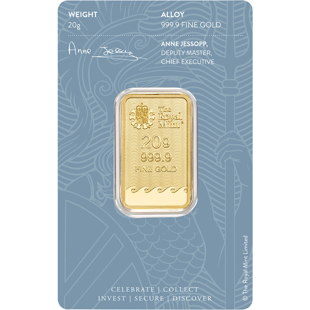 20 gram Gold Bar - Royal Mint Britannia - 999.9 Fine in Assay [GOLD-Bar ...