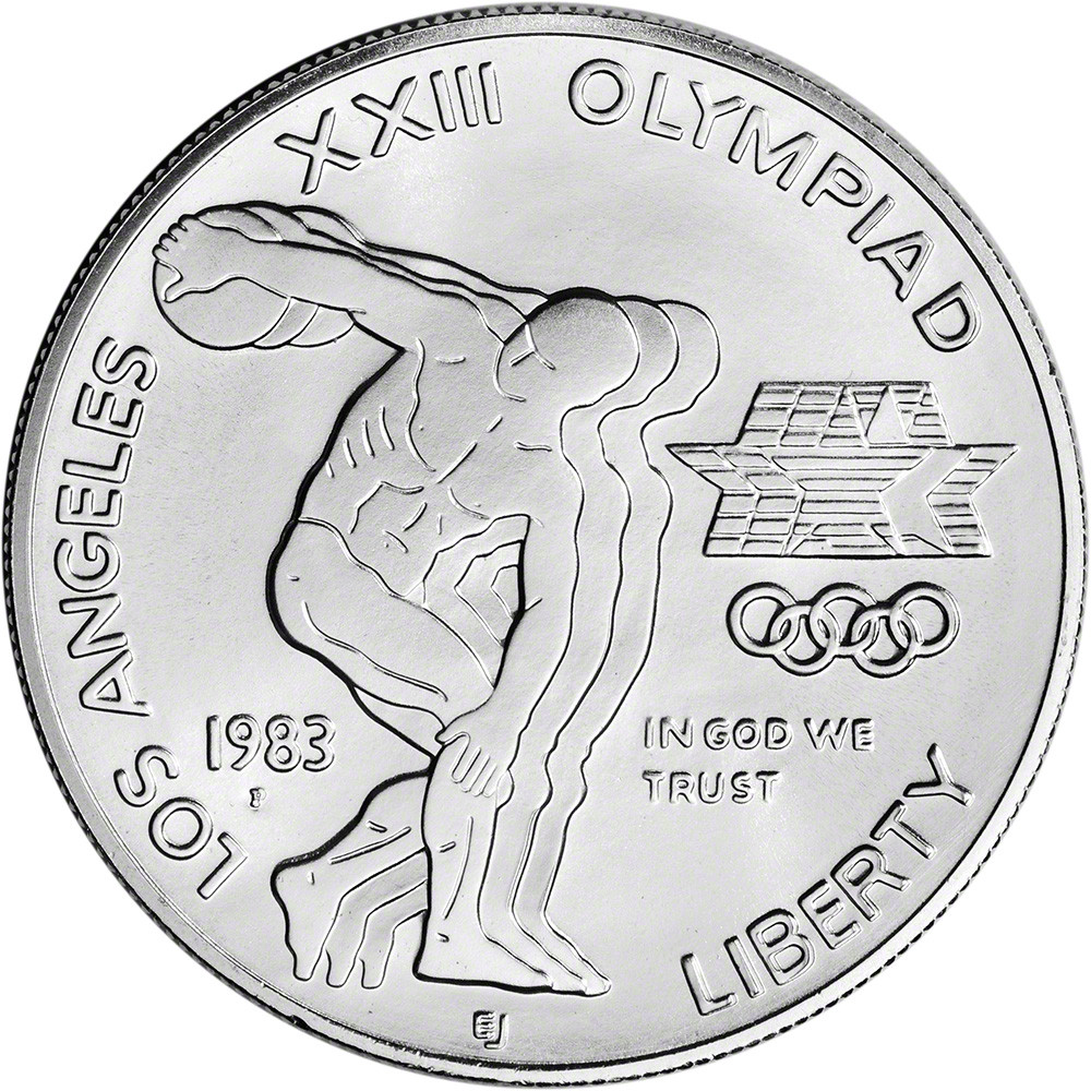1983 P US Olympic Commemorative BU Silver Dollar - Coin in Capsule [MC ...
