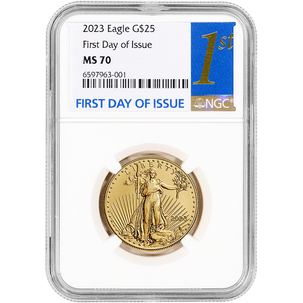 2023 American Gold Eagle 1/2 oz $25 - NGC MS70 First Day Issue 1st Label [23-AGE-25-N-MS70-FDI ...