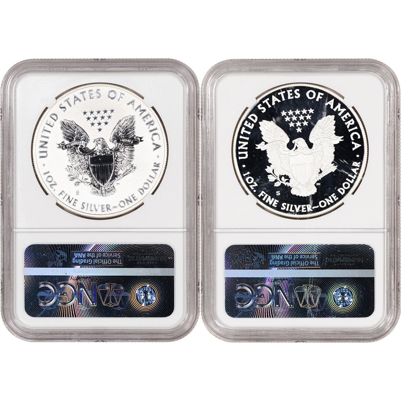 2 pc 2012 S American Silver Eagle Proof 75th Anniversary Set NGC PF70 ...
