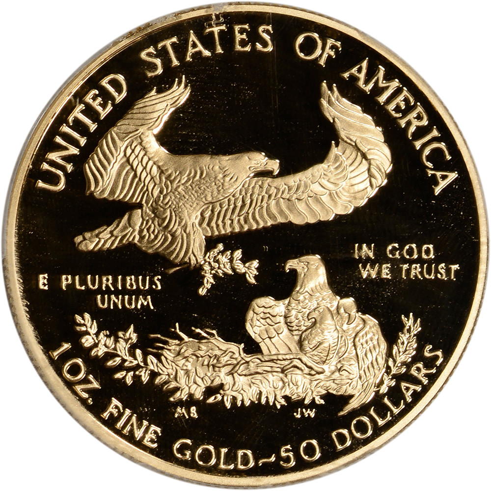 1995 W American Gold Eagle Proof 1 oz $50 - PCGS PR70 DCAM Gold Foil ...