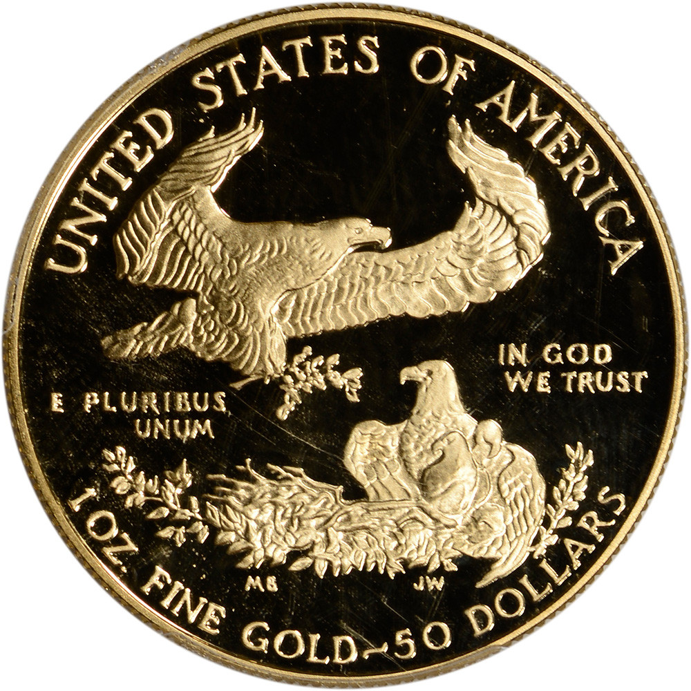 1988 W American Gold Eagle Proof 1 oz $50 - PCGS PR70 DCAM Gold Foil ...