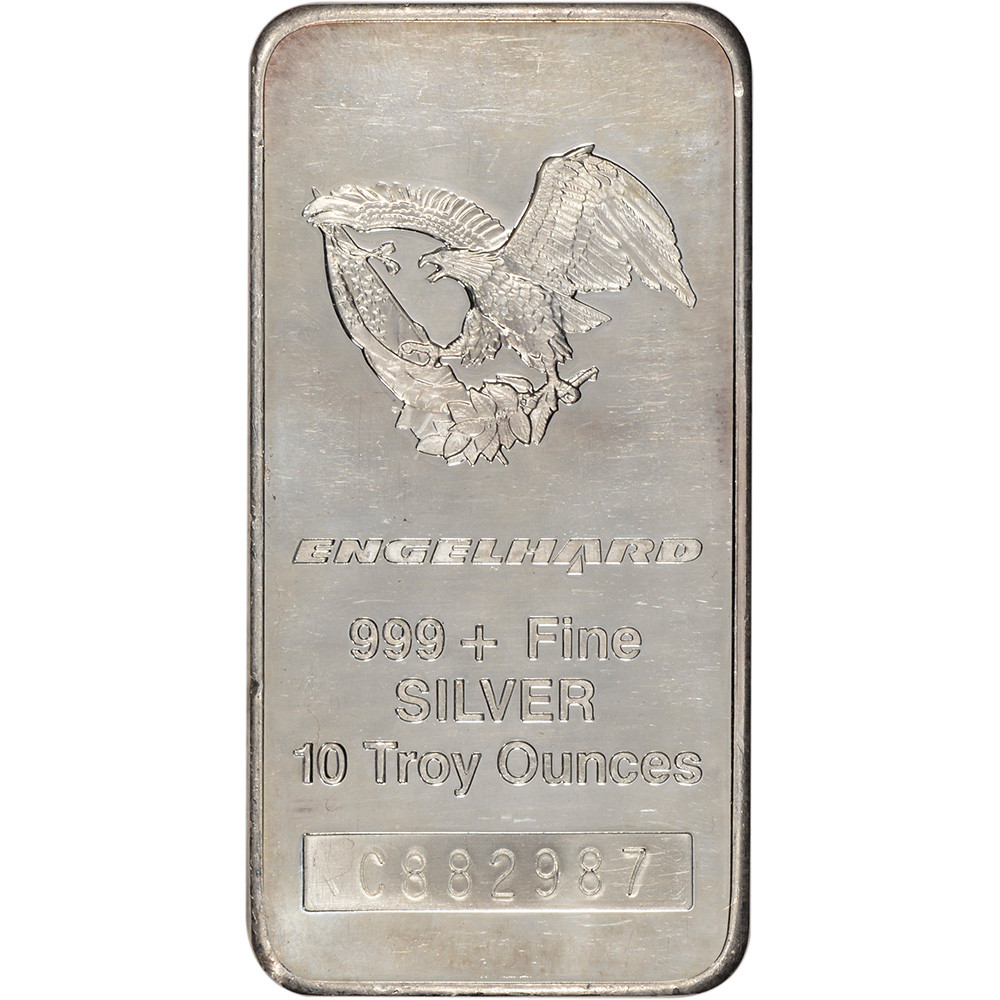10 oz Silver Bar - Engelhard .999 Fine - Tall Eagle Serial Logo [SILVER ...
