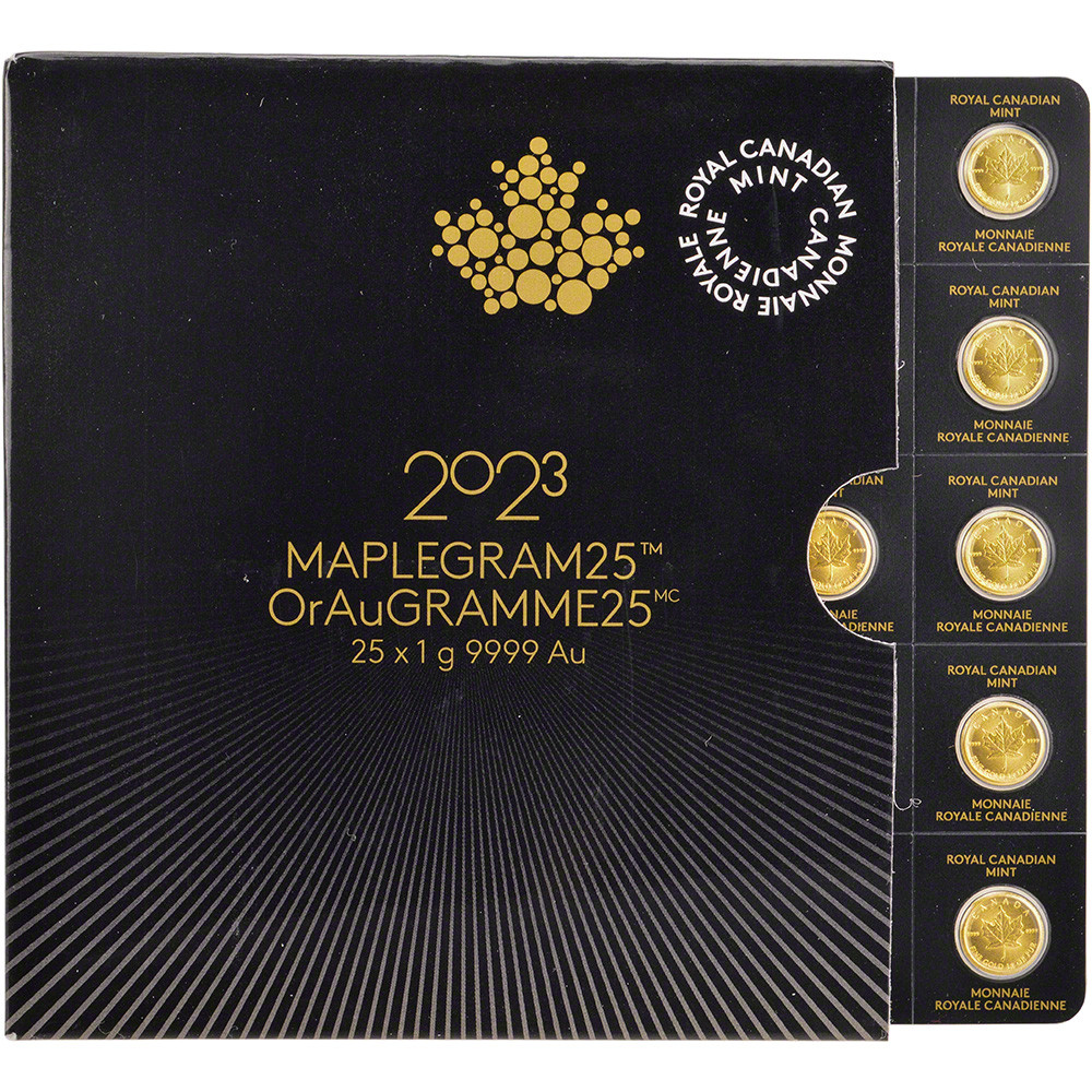 2023 25x1 gram Gold Maplegram25 - RCM - Royal Canadian Mint .9999 Fine ...