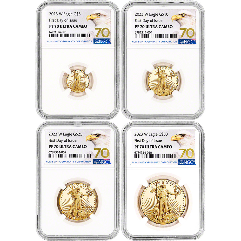 2023 W American Gold Eagle Proof 4 pc Year Set NGC PF70 UCAM First Day ...