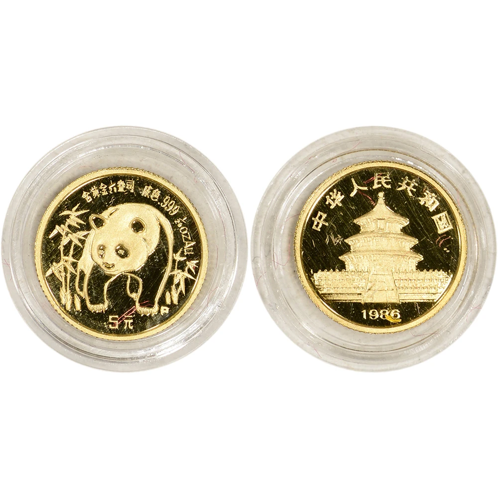 5 pc 1986 P China Gold Panda Proof Coin Set - Complete with OGP & COA ...