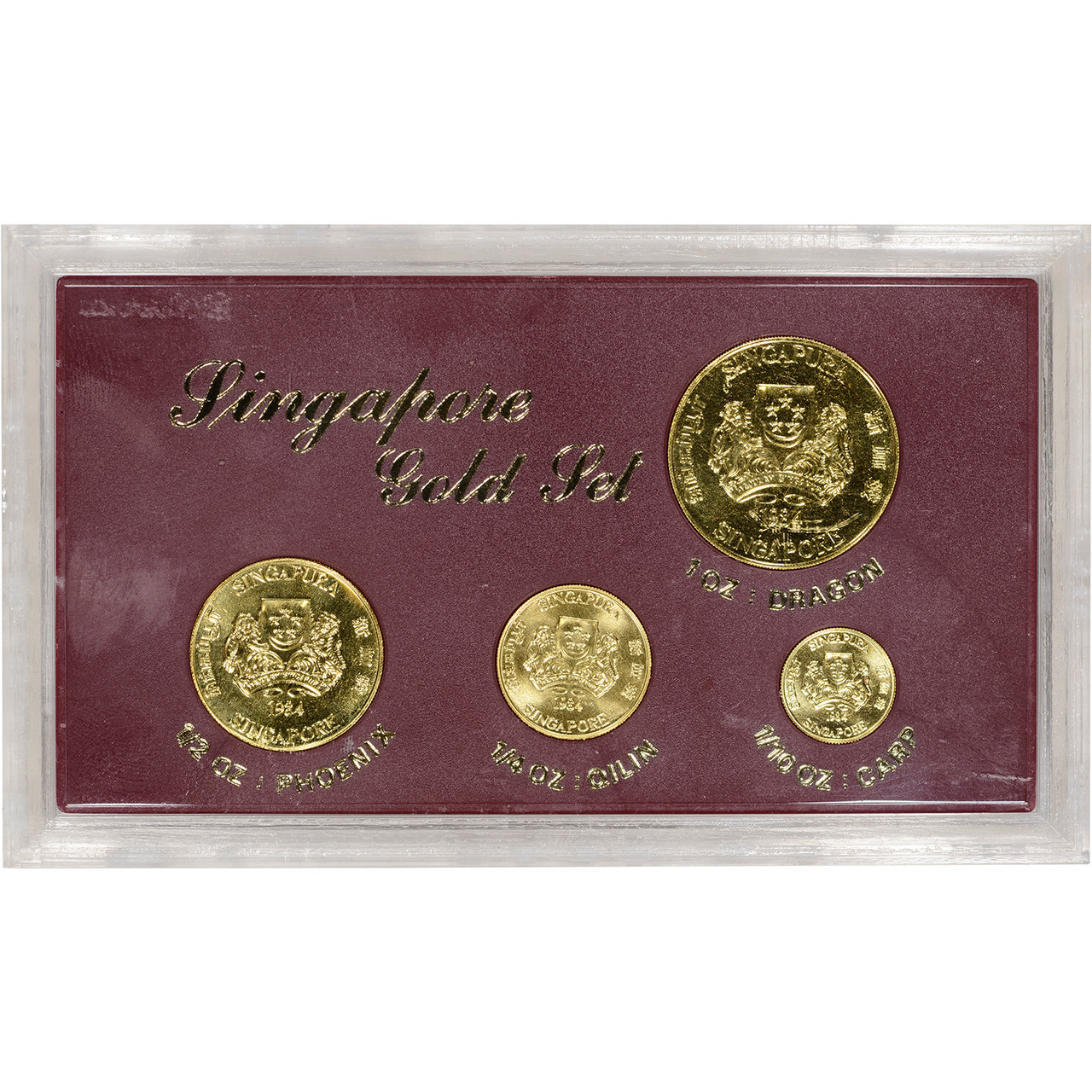 1984 Singapore Gold 4 Coin Set in OGP 1.85 oz of .999 Gold [WG-02994 ...