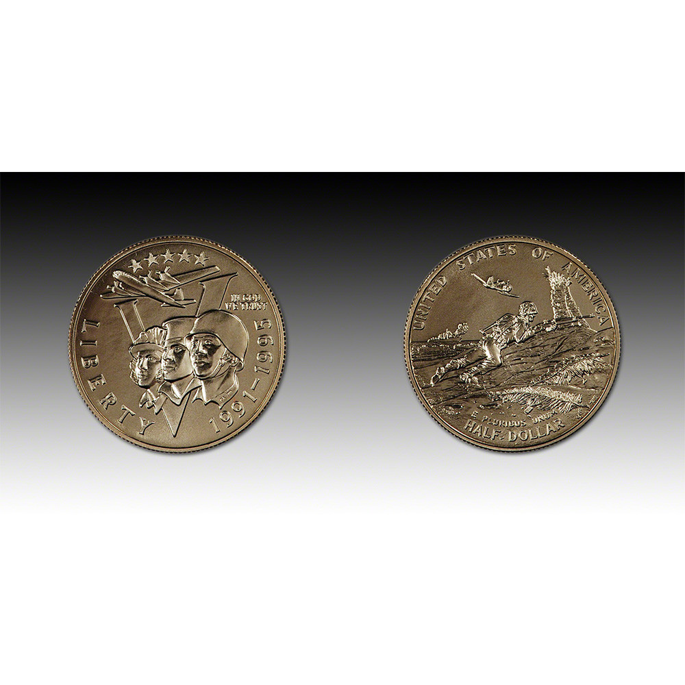 1991 - 1995 US World War II 2 Coin Commemorative BU Set in OGP [US-MC ...