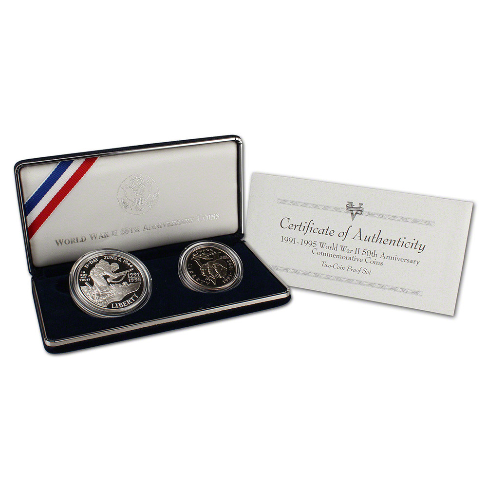 1991 - 1995 US World War II 2 Coin Commemorative Proof Set in OGP [US ...