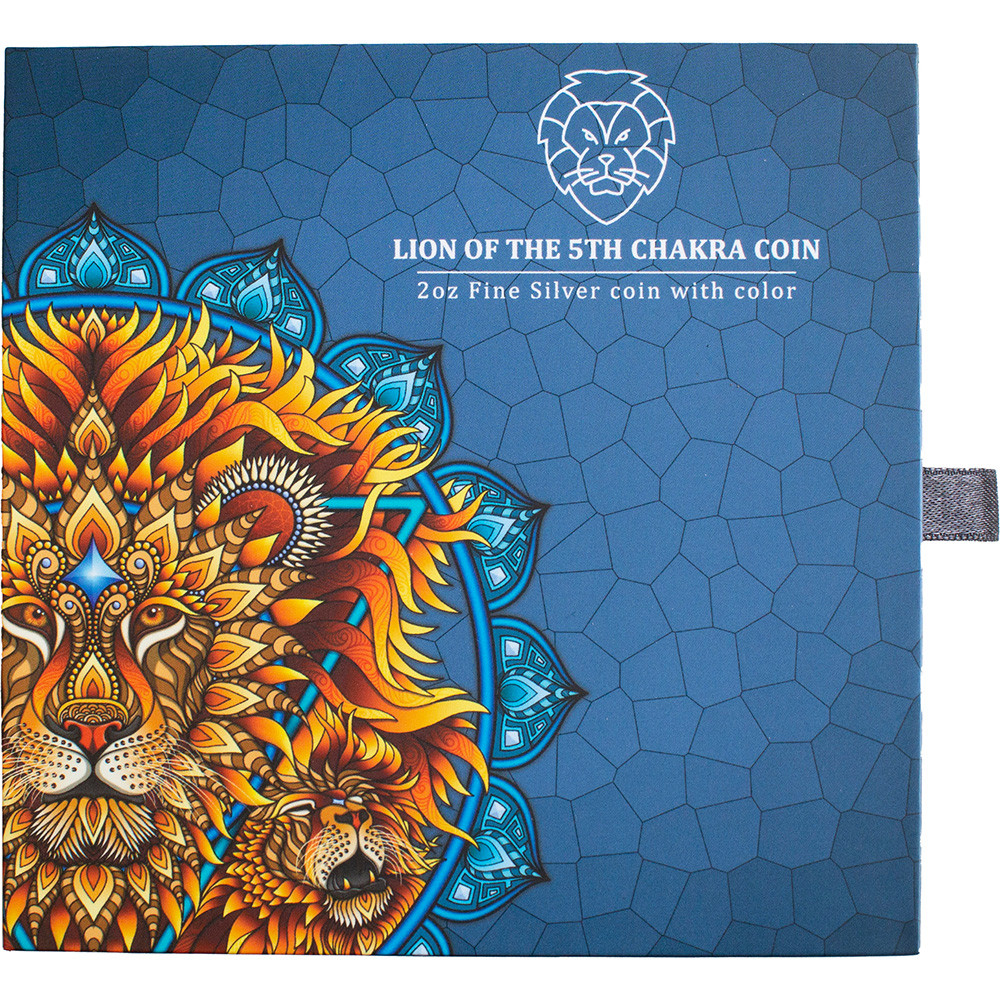 2 oz PAMP Suisse Silver Lion of the 5th Chakra Colored Coin $5 in Gift ...