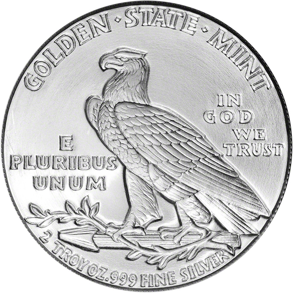 2 oz Golden State Mint Silver Round Incuse Indian .999 Fine [SILVER-Rnd ...