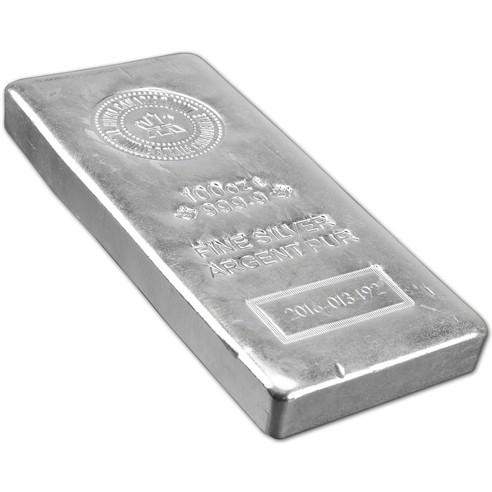 100 oz RCM Pressed Silver Bar - Royal Canadian Mint .9999 Fine Random ...