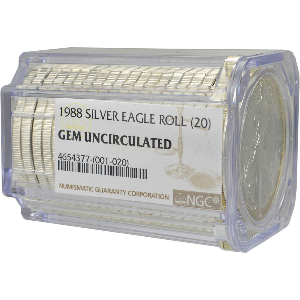 Roll of 20 - 1988 American Silver Eagle - NGC Gem Uncirculated [88-ASE ...