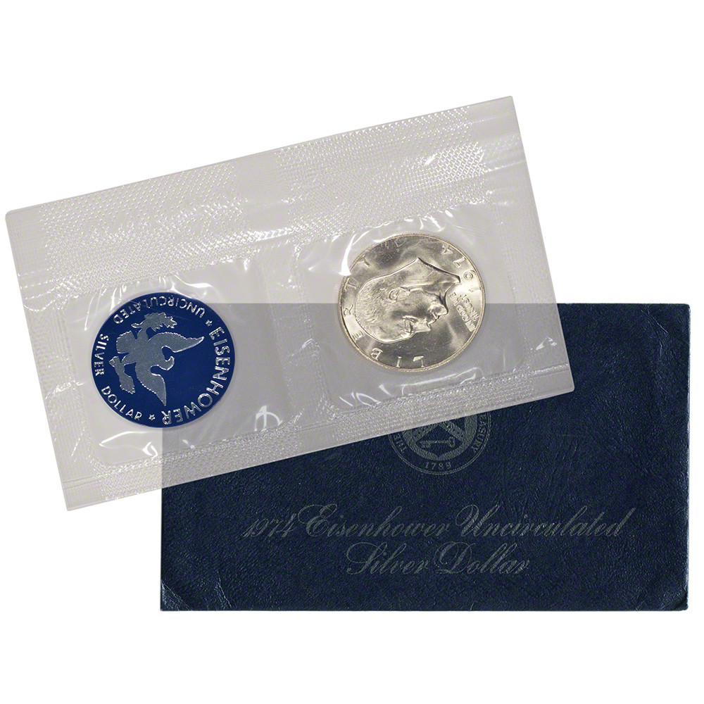 1974 US Eisenhower Uncirculated Silver Dollar - Blue Ike 40% Silver [US ...