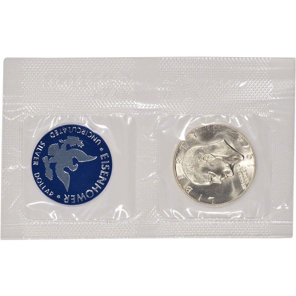 1974 US Eisenhower Uncirculated Silver Dollar - Blue Ike 40% Silver [US ...