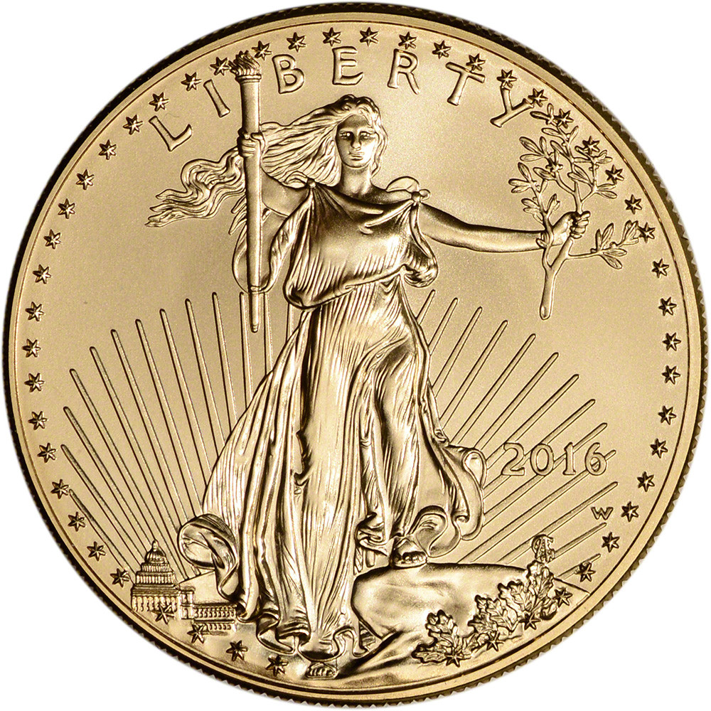 2016 W American Gold Eagle 1 oz $50 Uncirculated Coin - Burnished in ...