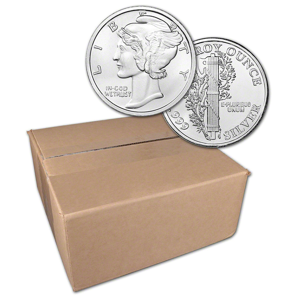1 oz Silver Round CNT Mercury Dime Design .999 Fine Sealed Box of 500 ...