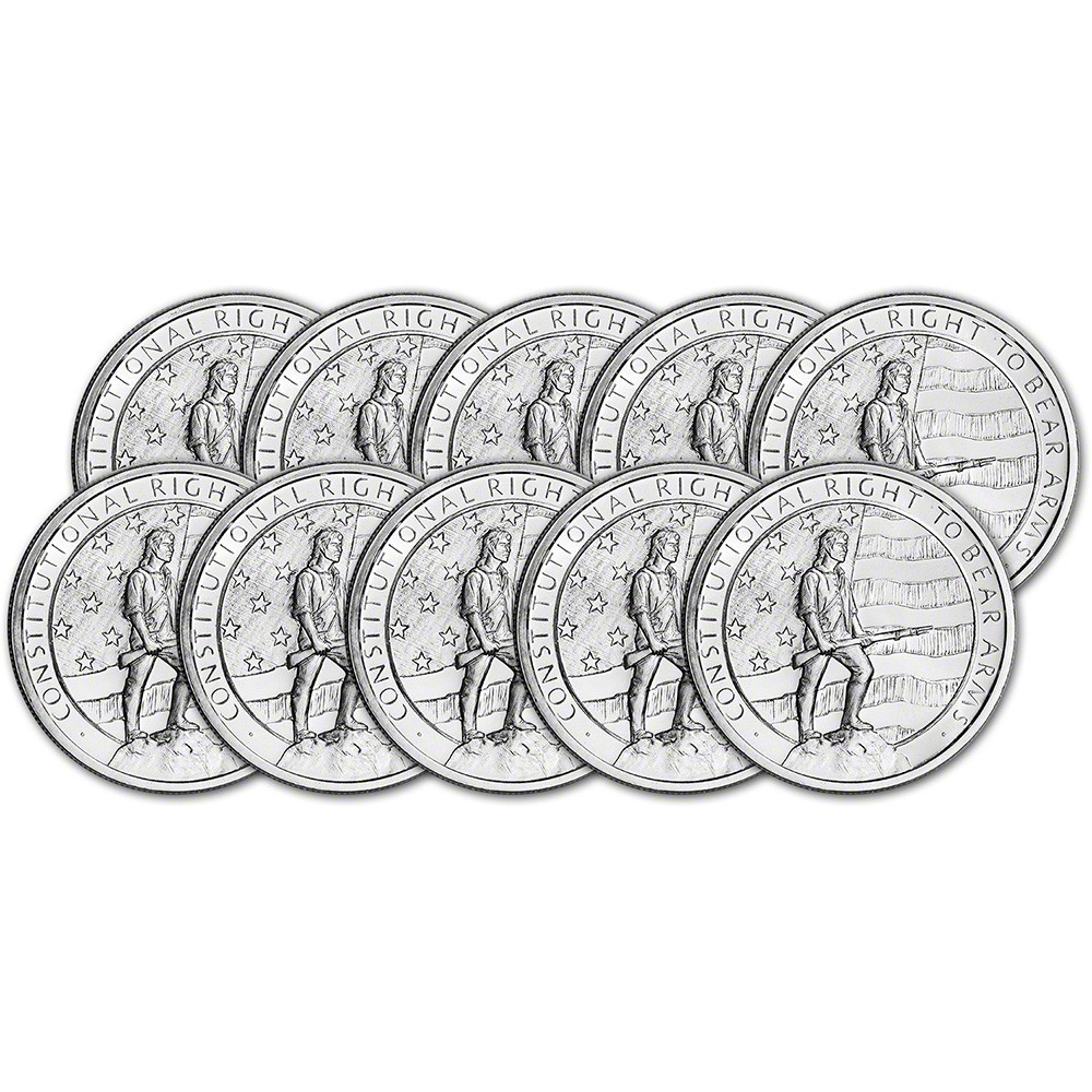 TEN (10) 1 oz. Golden State Mint Silver Round 2nd Amendment .999 Fine ...
