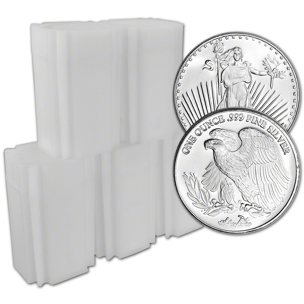 100-pc. 1 oz. Silvertowne Silver Round Saint-Gaudens Design .999 (5 ...
