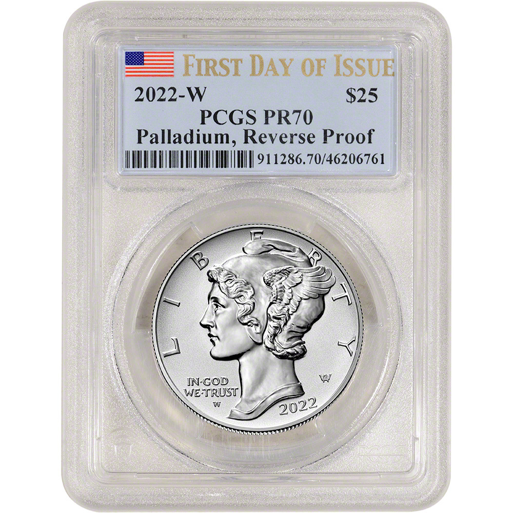 2022 W American Palladium Eagle Reverse Proof 1 oz $25 PCGS PR70 First ...