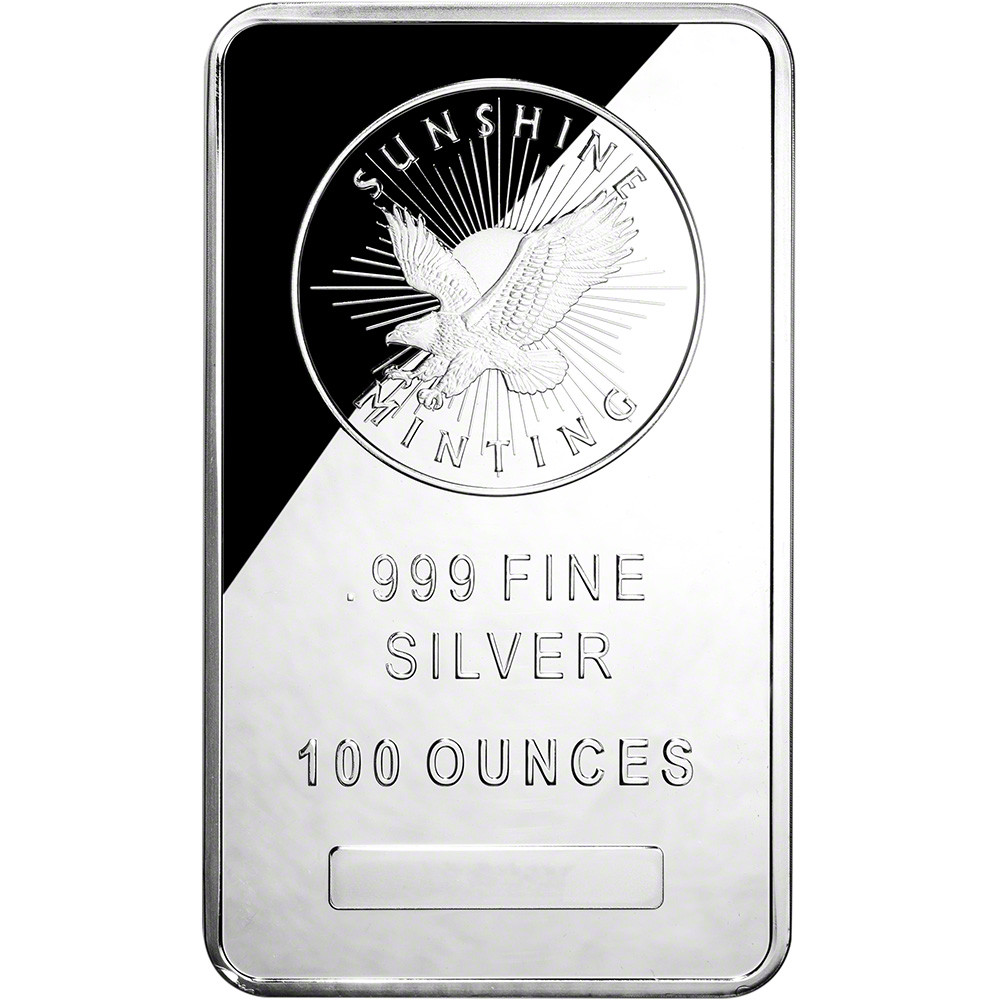 100 oz Silver Bar - Sunshine Minting .999 [SILVER-Bar-100oz-SMI ...