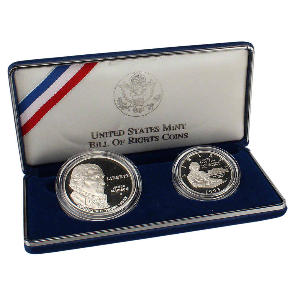 1993 US Bill of Rights 2-Coin Commemorative Proof Set [US-MC-2SET-93 ...