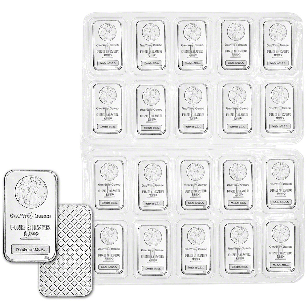 TWENTY (20) 1 oz. Highland Mint Silver Bar - Walking Liberty Design ...