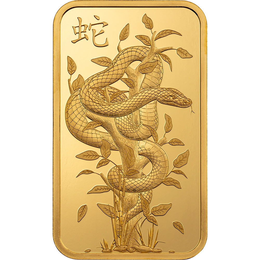 1 oz Gold Bar PAMP 2025 Lunar Legend White Snake 999.9 Fine in Sealed ...