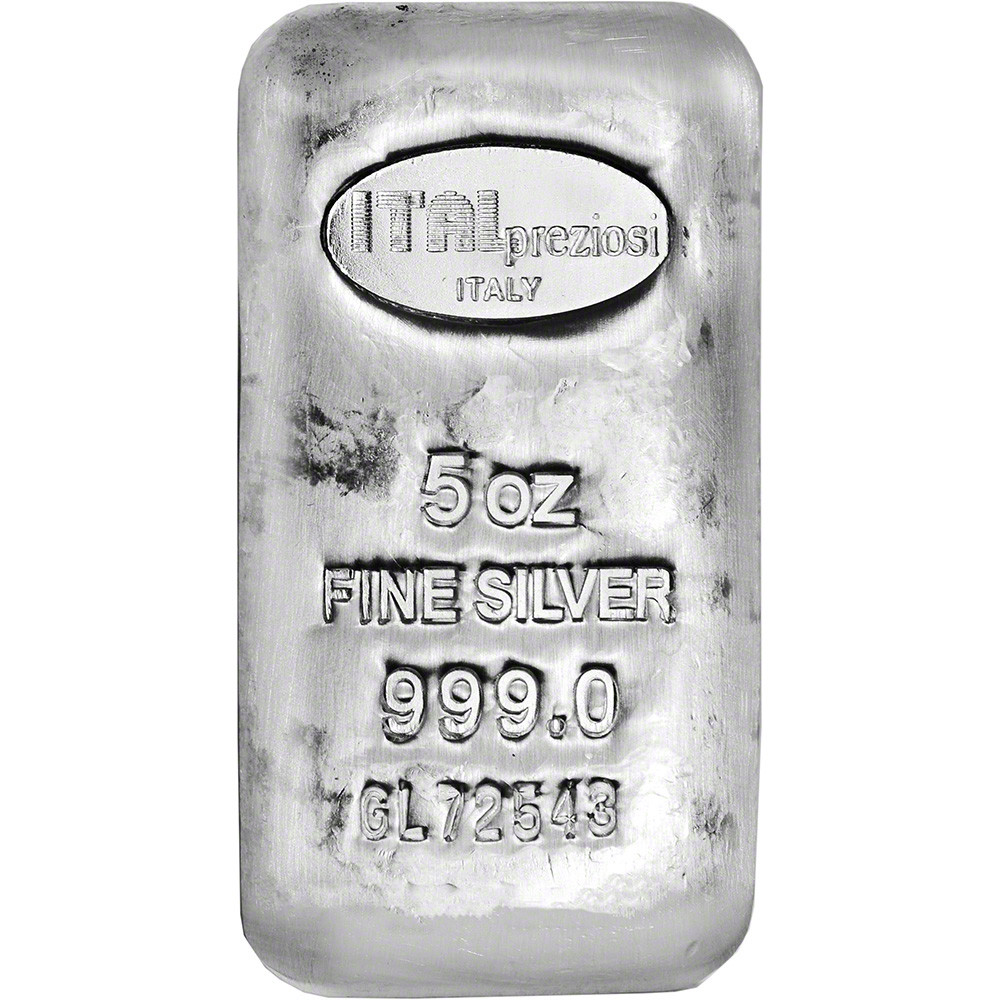 5 oz Italpreziosi Mint Silver Bar 999 Fine Cast [SILVER-Bar-5oz-ITAL ...