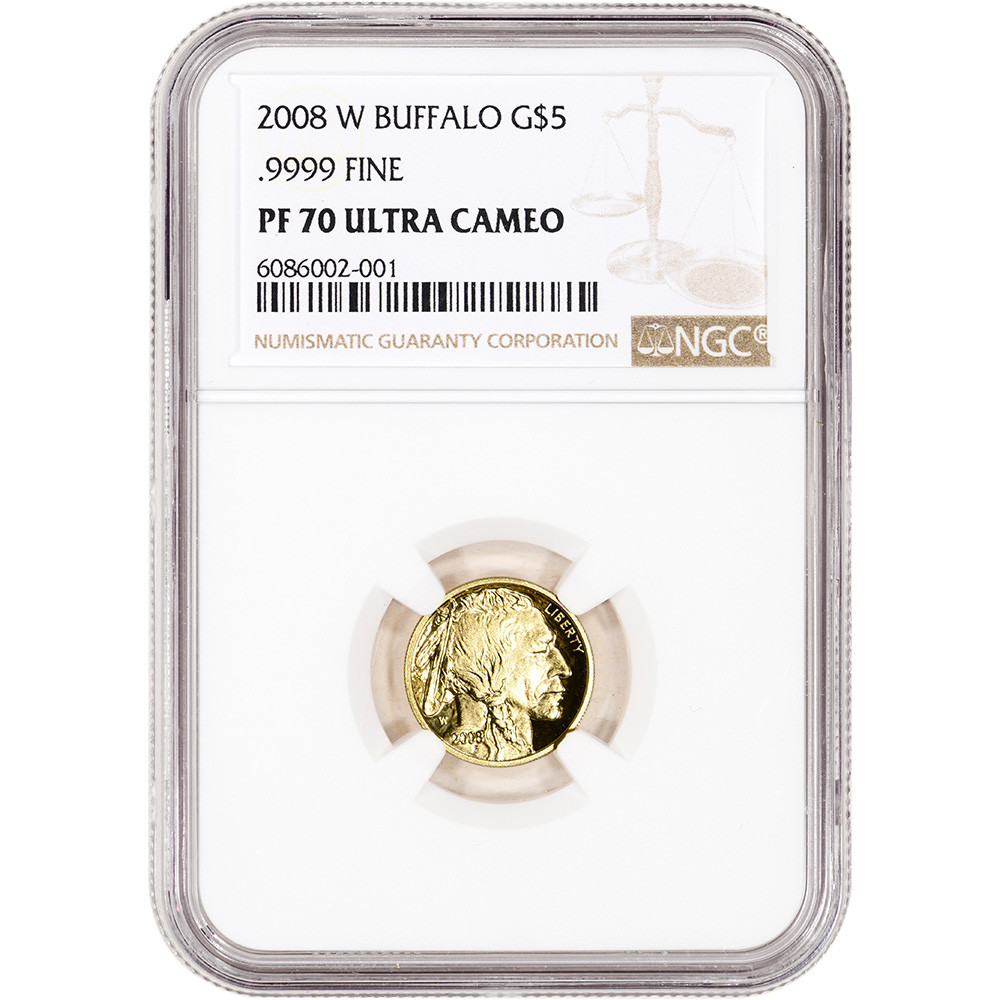2008 W American Gold Buffalo Proof 1/10 oz $5 - NGC PF70 UCAM [08-W ...