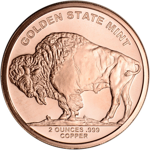 2 oz Golden State Mint Copper Round Buffalo .999 Fine Tube of 25 ...