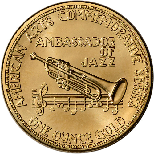 1982 US Gold 1 oz American Arts Commemorative Medal - Louis Armstrong ...