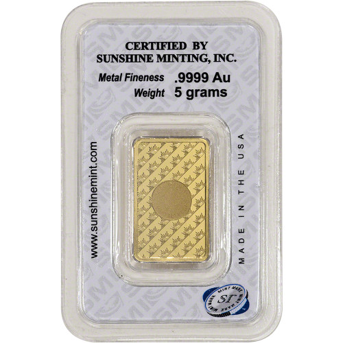 5 gram Gold Bar - Sunshine Minting - .9999 Fine in Sealed Assay [GOLD ...