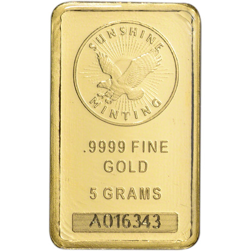 5 gram Gold Bar - Sunshine Minting - .9999 Fine in Sealed Assay [GOLD ...