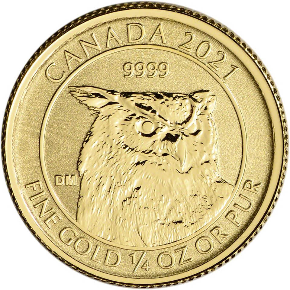 2021 Canada Gold Great Horned Owl 1/4 oz $10 - Reverse Proof [21-CA-G10 ...