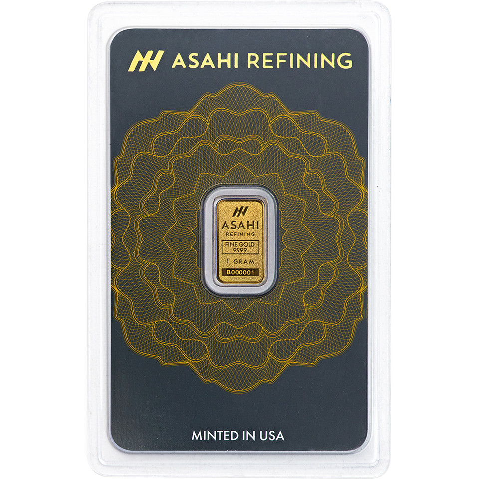 1 gram Gold Bar Asahi Refining .9999 Fine in Sealed Assay [GOLD-Bar-1g ...