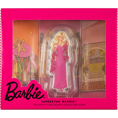 1 oz PAMP Suisse Silver 2023 Superstar Barbie Colored Coin $2 in Gift ...