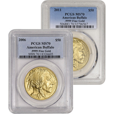 American Gold Buffalo 1 oz $50 - PCGS MS70 Random Date and Label [X ...