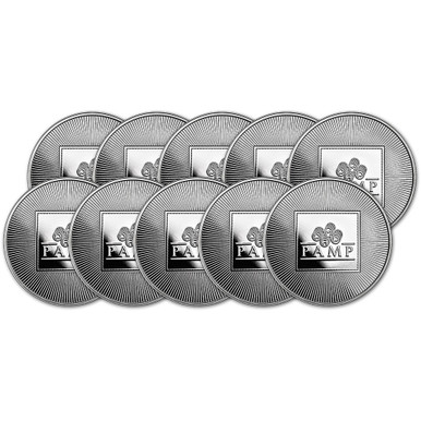 TEN (10) 1 oz PAMP Silver Round - Logo Design .999 Fine [SILVER-Rnd-1oz ...
