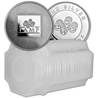 TWENTY (20) 1 oz PAMP Silver Round - Logo Design .999 Fine Roll Tube of ...