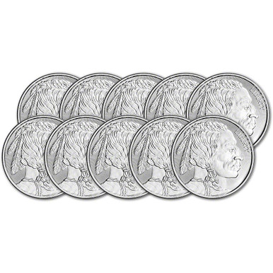 TEN (10) 1 oz. Cut Saw Mint Silver Round - Buffalo Design - 999 Fine ...