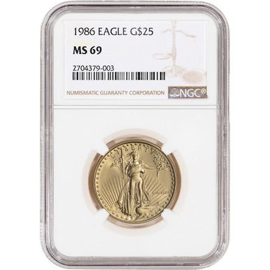 1986 American Gold Eagle Coin (1/2 oz) $25 - NGC MS69 [86-AGE-25-N-MS69 ...