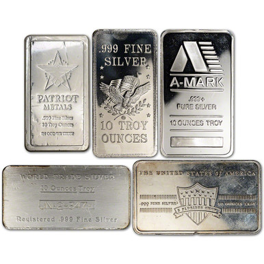 10 oz. Silver Bar - Random Brand - Secondary Market - .999 Fine [SILVER ...