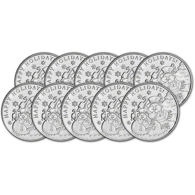 TEN (10) 1 oz Highland Mint Silver Round 2022 Happy Holidays Snowman ...