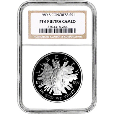 1989 S US Congressional Commemorative Proof Silver Dollar - NGC PF69 ...