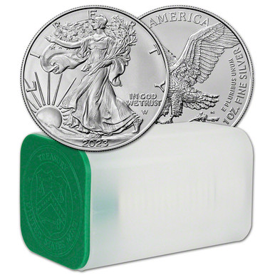 2023 American Silver Eagle 1 oz $1 1 Roll Twenty 20 BU Coins in Mint ...