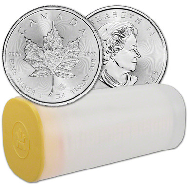 2023 Canada Silver Maple Leaf - 1 oz - $5 - 1 Roll - Twenty-five 25 BU ...